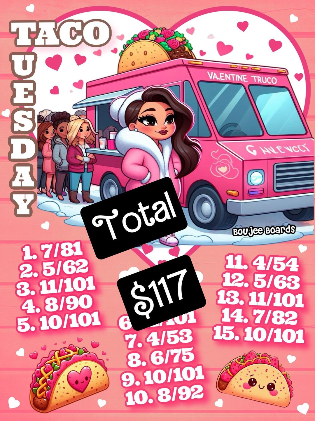 Taco Love (117), Pick Your Prize, Downloadable Bingo Graphic - Etsy