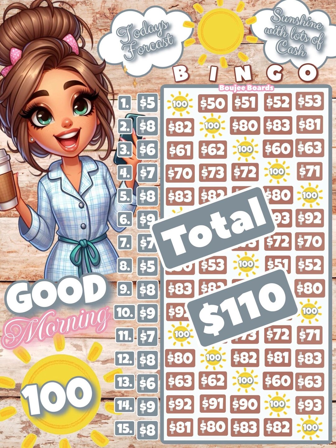 Good Morning (100), in Every Row, Pick Your Prize, Downloadable Bingo ...