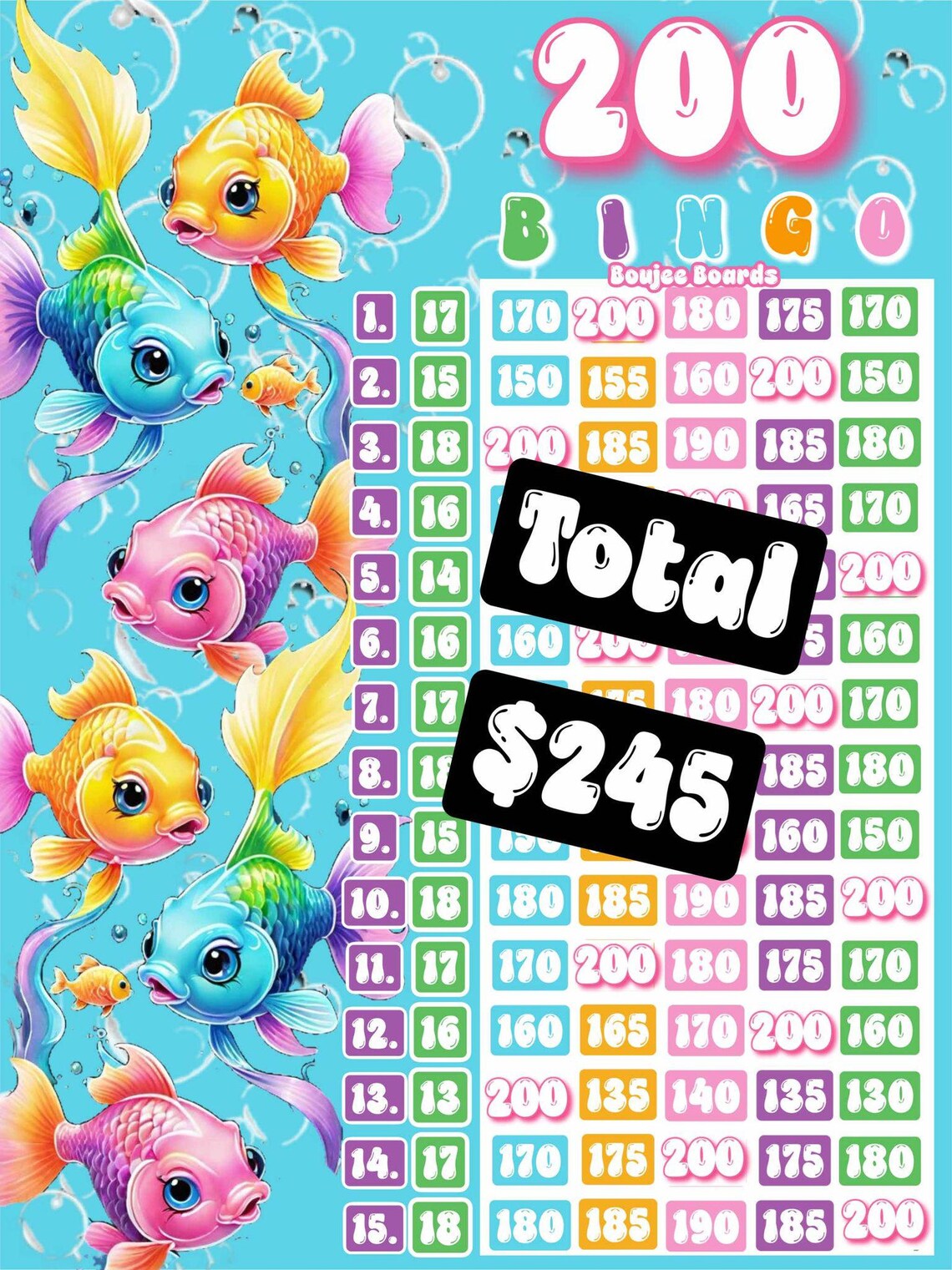 Fish Bubble (200), Every Row, Downloadable Bingo Graphic - Etsy