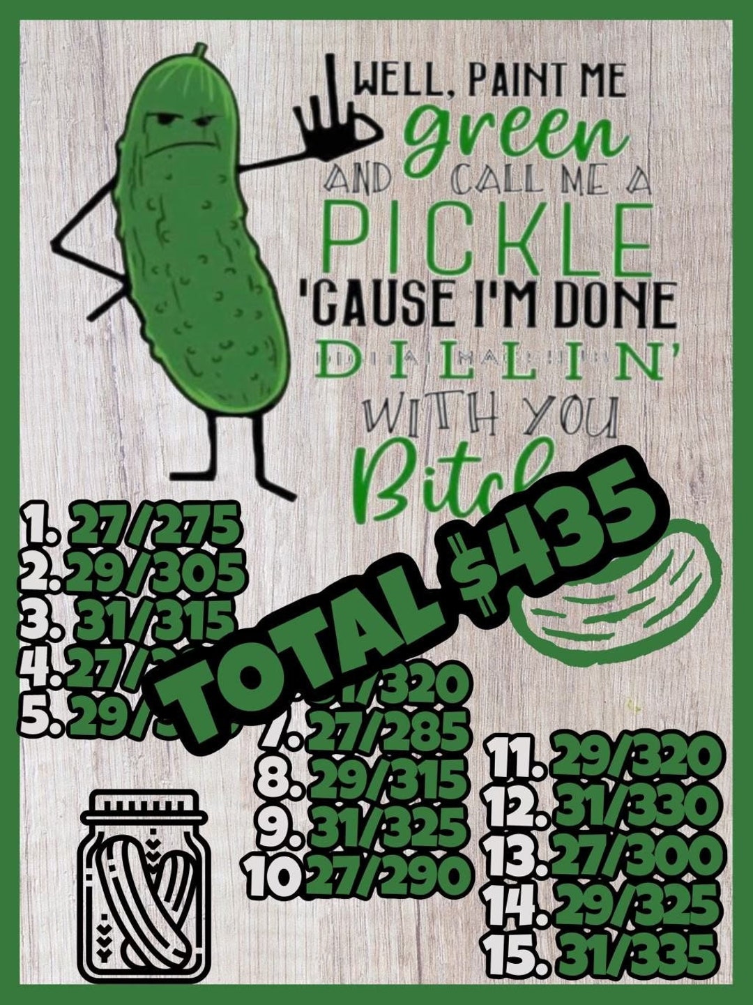 Paint Me Green ... Pickle (435), Pick Your Prize, Downloadable Bingo ...