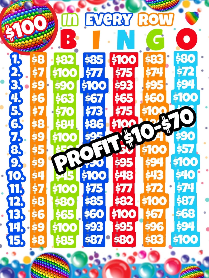 100 in Every Row, Pick Your Prize, Downloadable Bingo Graphic - Etsy