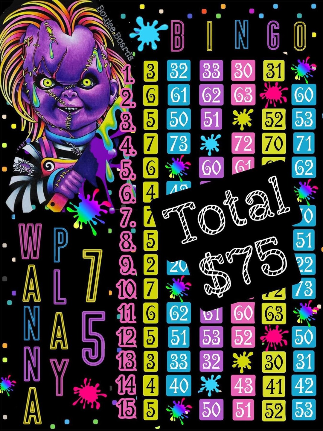 Chuck (75), in Every Row, Pick Your Prize, Downloadable Bingo Graphic ...