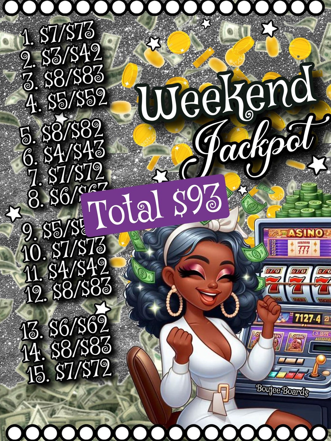 Weekend Jackpot (93), PYP, Downloadable Bingo Graphic - Etsy