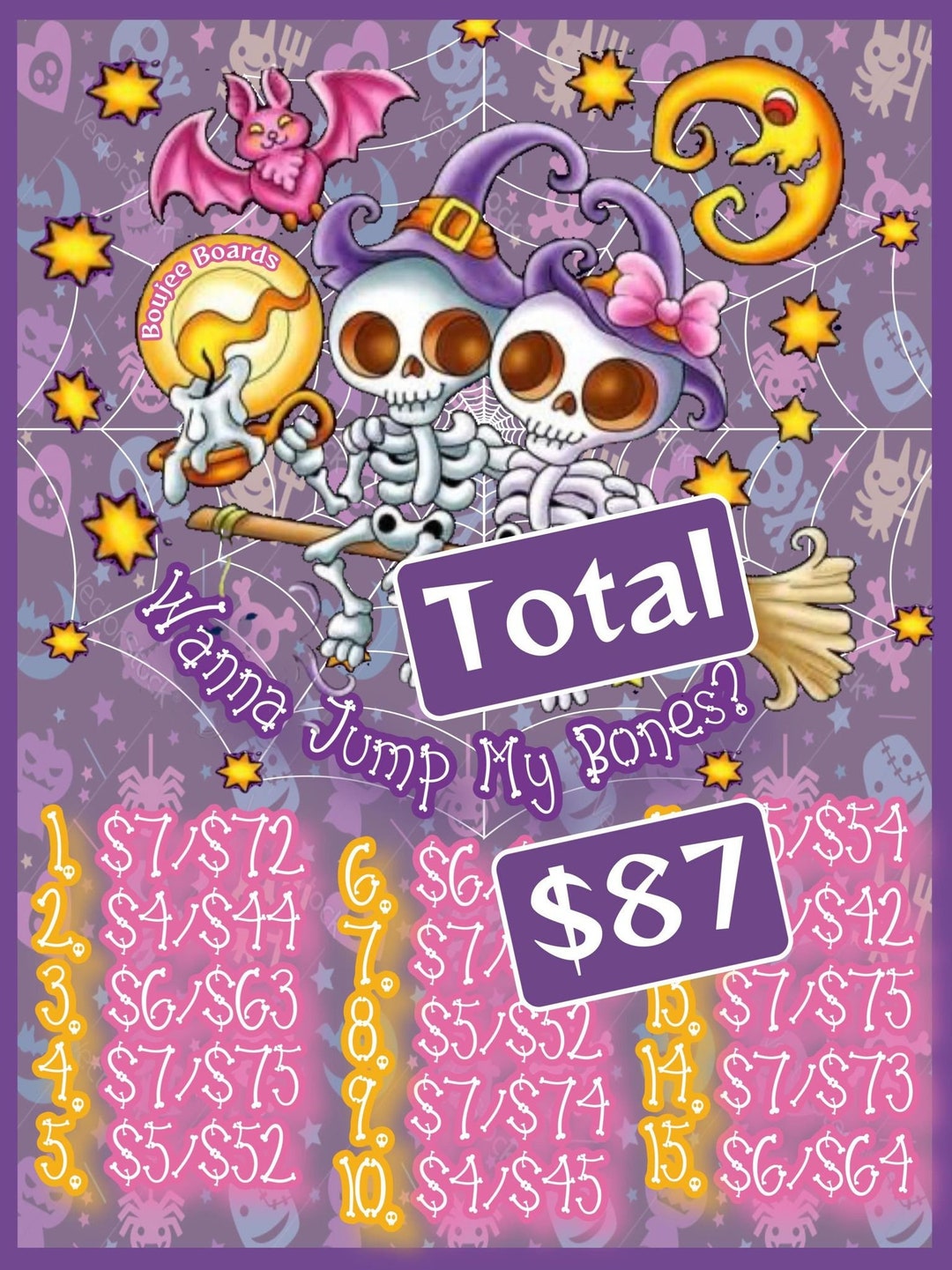 Jumping Bones (87), Pick Your Prize, Downloadable Bingo Graphic - Etsy
