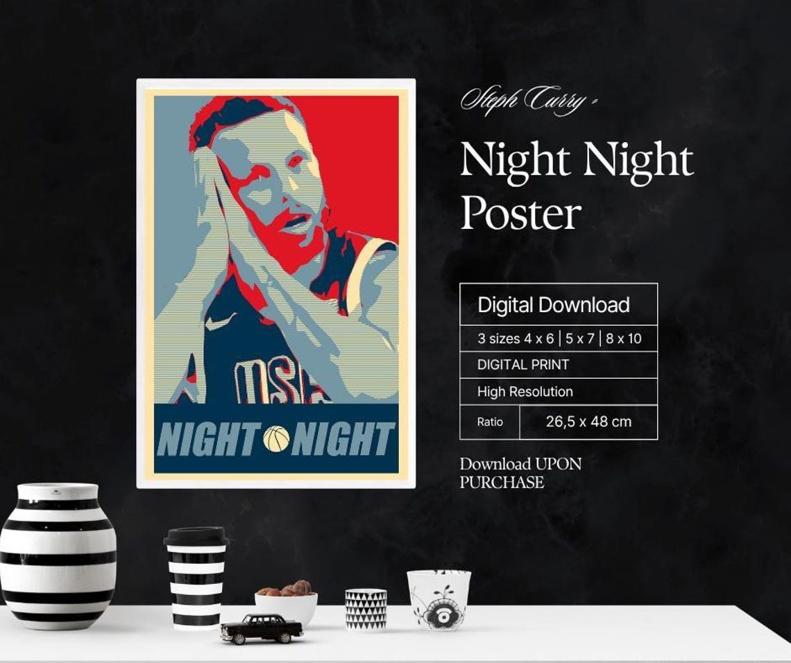 Steph Curry Night Night Digital Poster for Sports Fan Wall Art for ...