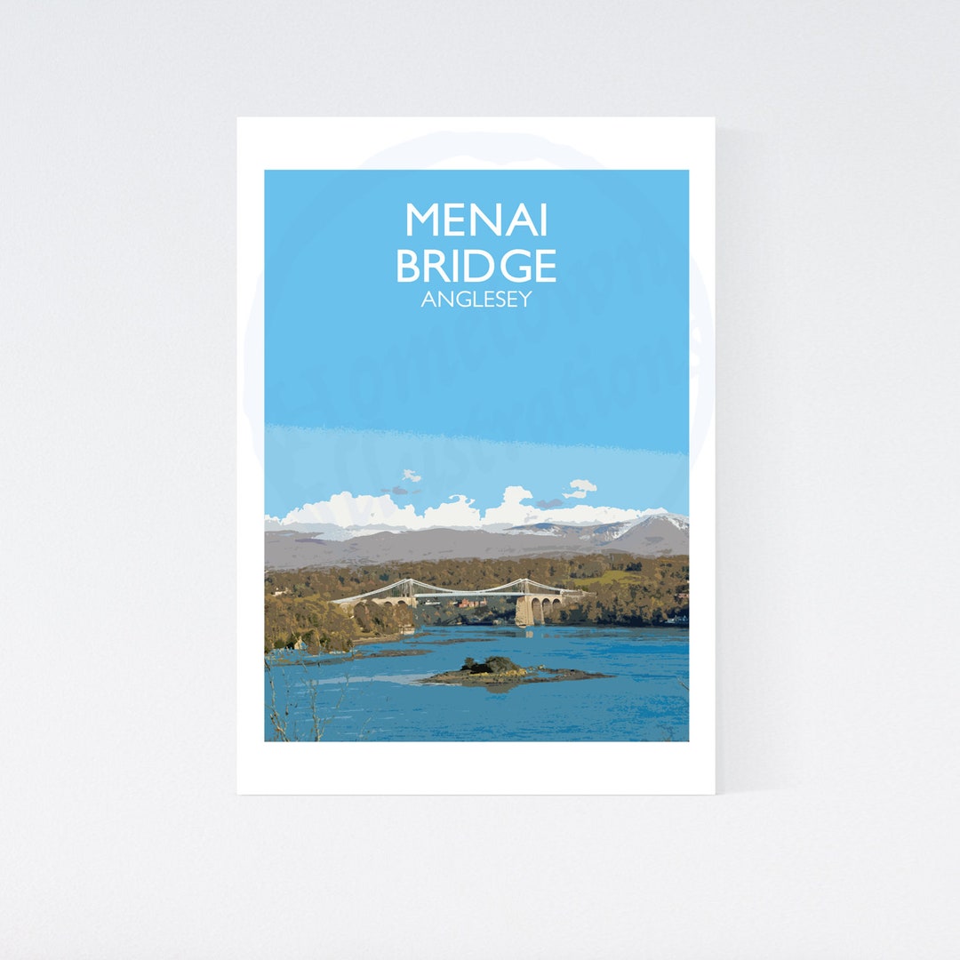 Menai Bridge, Anglesey A4 and A3 Wall Art Prints - Etsy