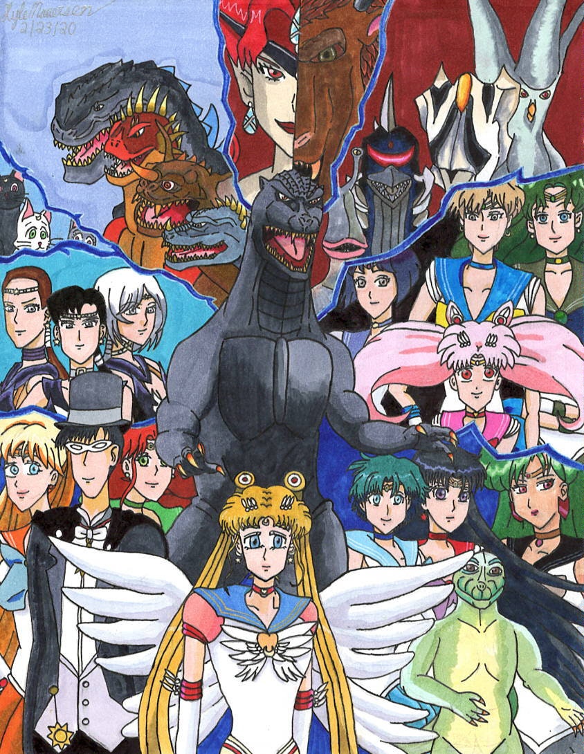 Godzilla and Sailor Moon - Etsy