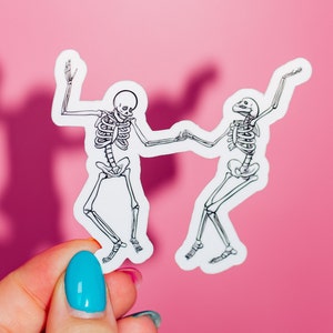 Dancing Skeletons Sticker, Horror Ghost, Spooky Vibes, Boo Basket ...