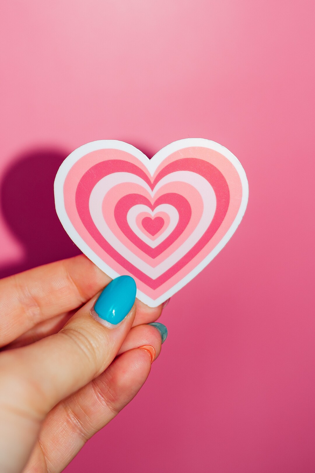 Repeating Heart Sticker, 90s Cartoon Sticker, Y2K Nostalgia, Pink and ...