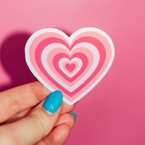 Repeating Heart Sticker, 90s Cartoon Sticker, Y2K Nostalgia, Pink and ...