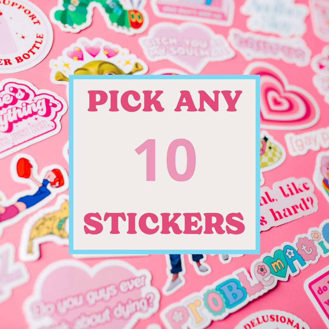 Pick Any 10 Stickers, Sticker Bundle Pack, Multiple Sticker Pack, Gen Z ...