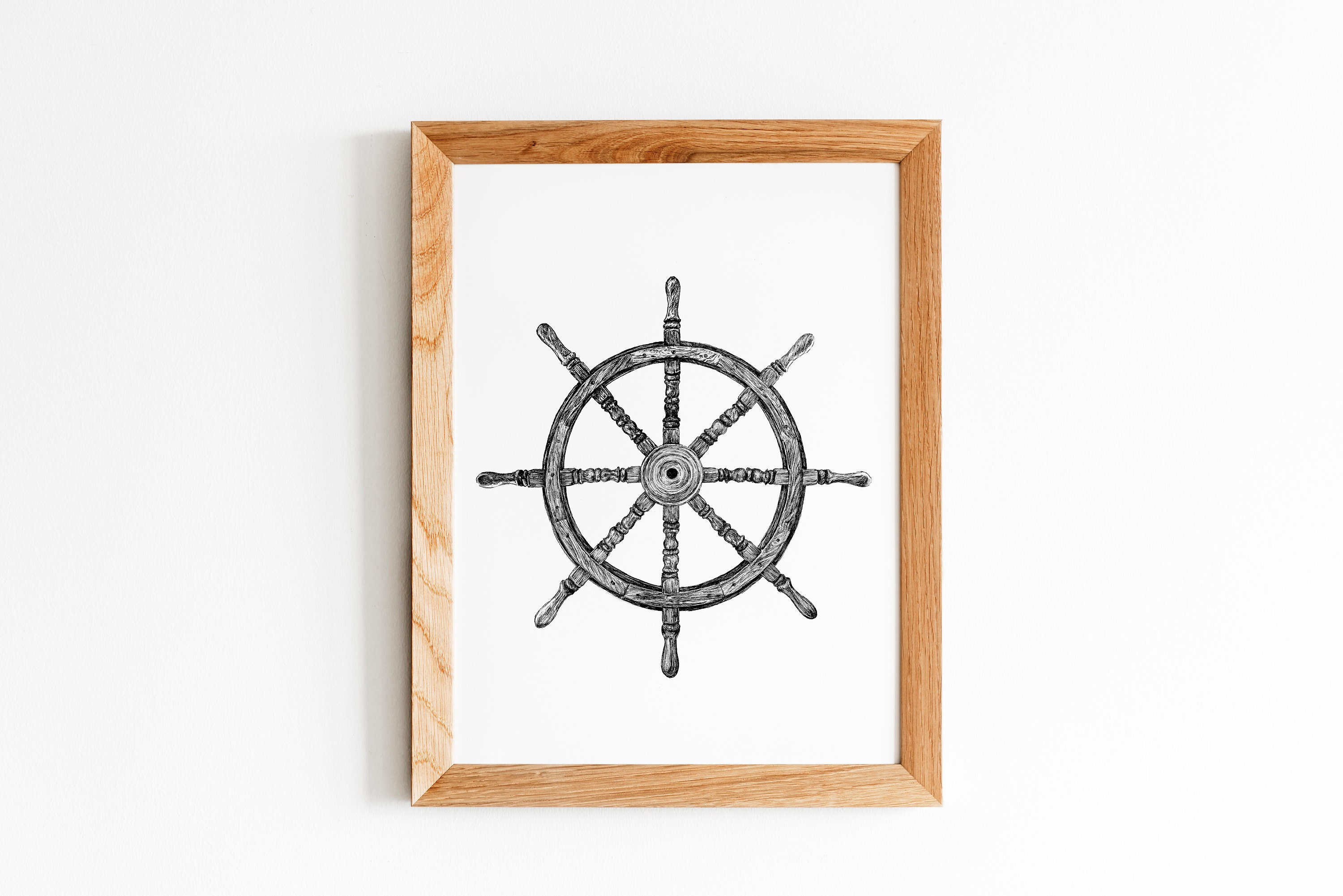 Ship's Wheel - Ink Drawing *limited Edition Giclée Print* Wall Art - Etsy