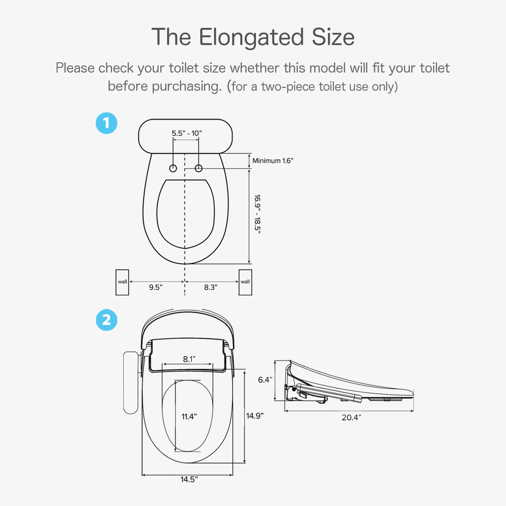 Electric Bidet Seat for Elongated Toilet With Unlimited Heated Water ...