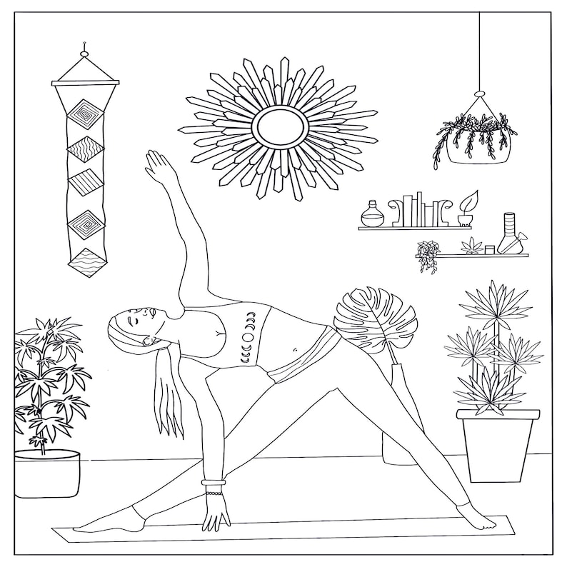 Adult Stoner Coloring Page, Girl-yoga, Instant Download - Etsy