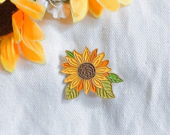 Sunflower Enamel Pin Boho Yellow Flower Floral Hat Pin Wildflower Co ...