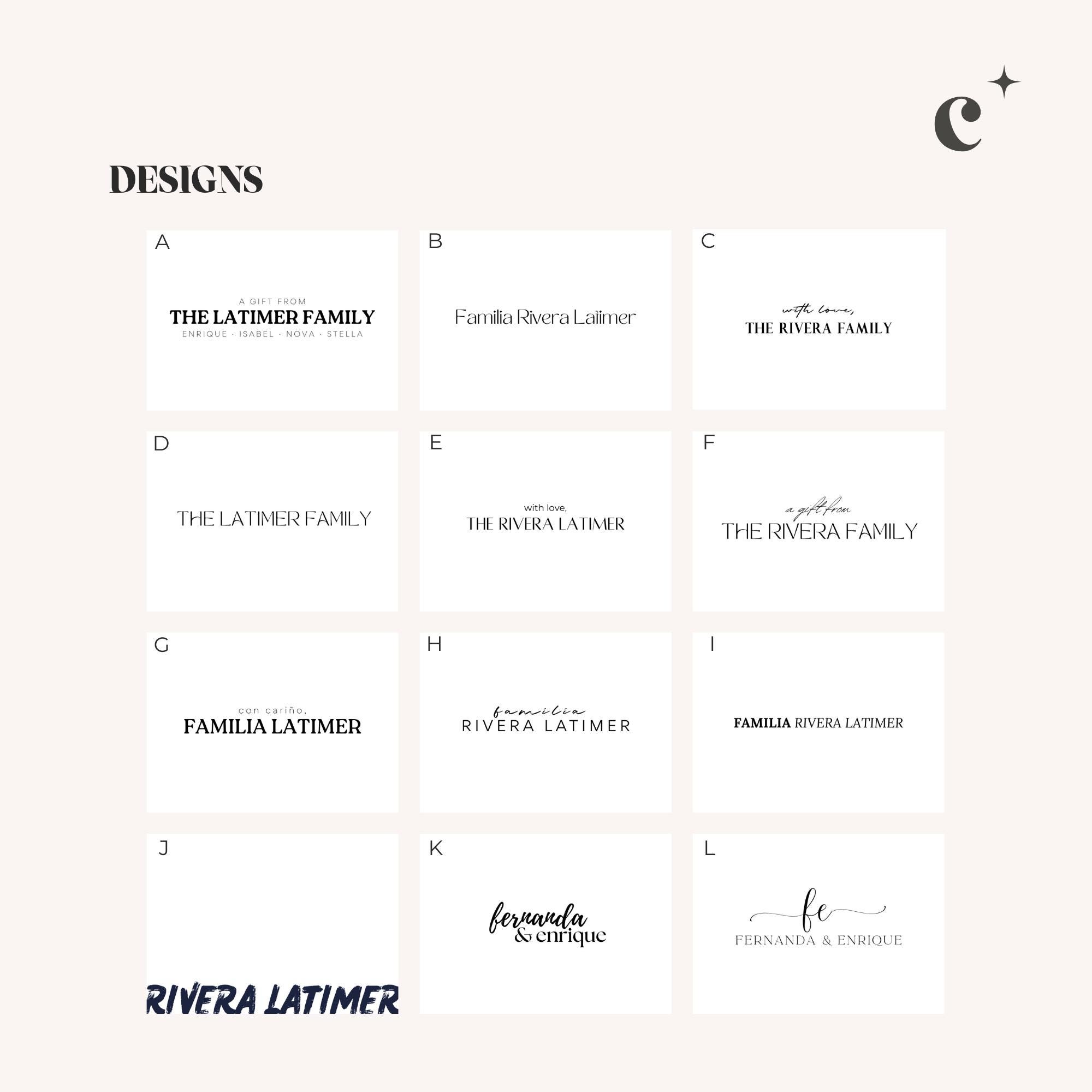 Foil Personalized Gift Tags, Custom Family Name Tags With Background ...