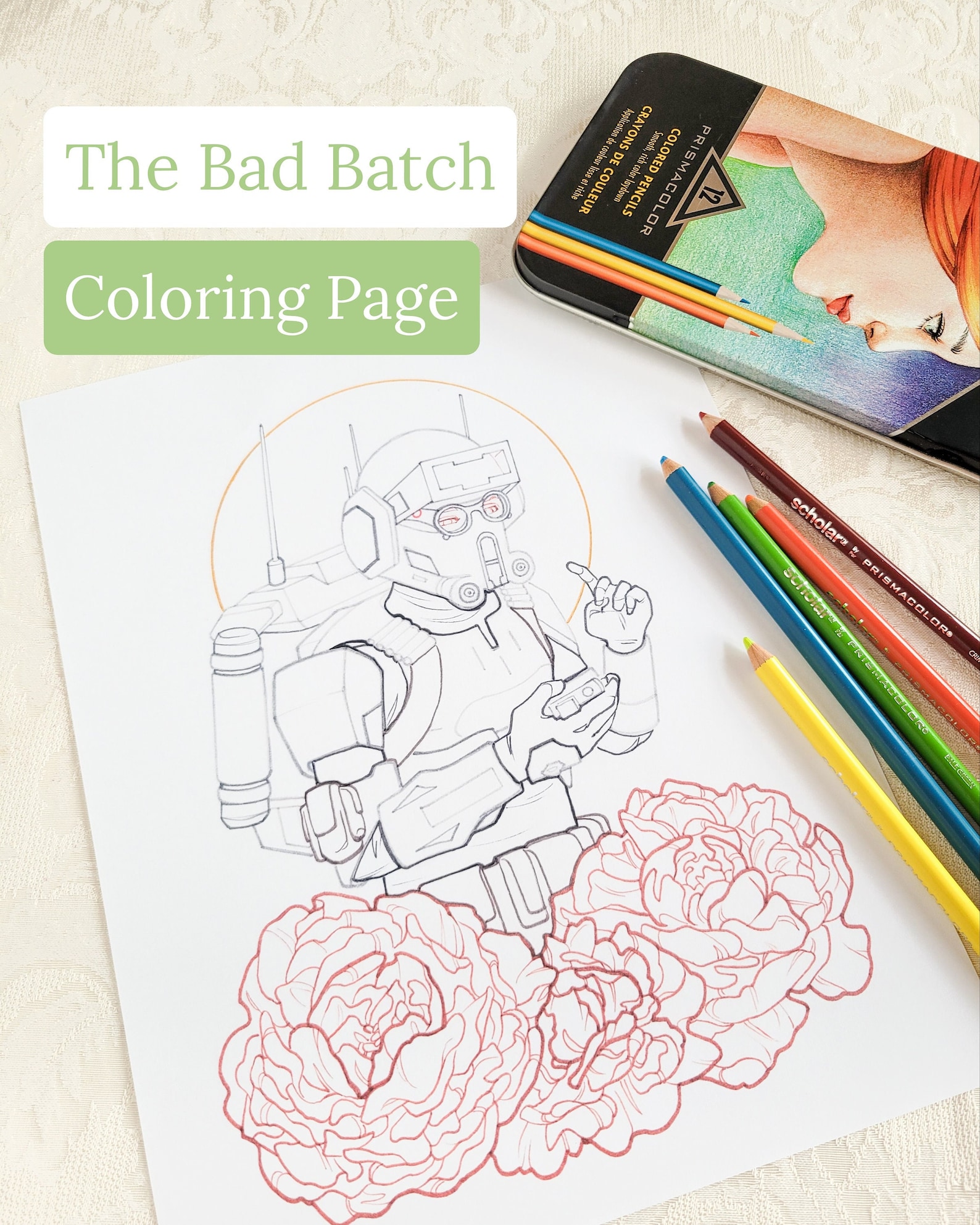 Tech the Bad Batch Coloring Page Star Wars Digital Download Printable ...