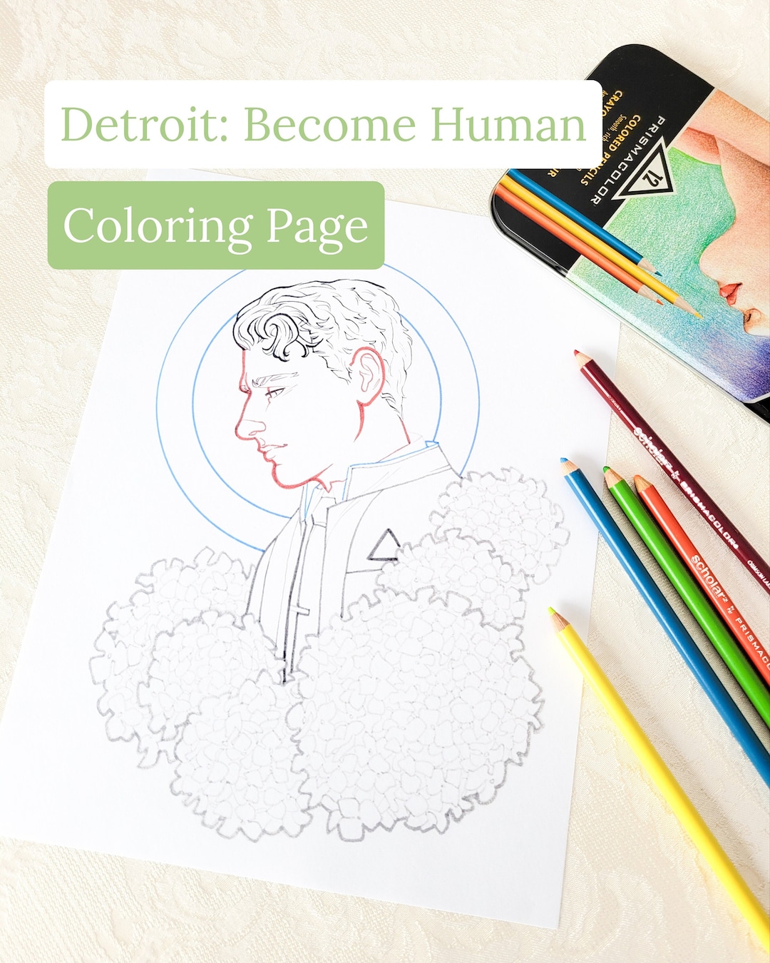 Detroit Connor Coloring Page | Detroit Become Human Digital Download ...