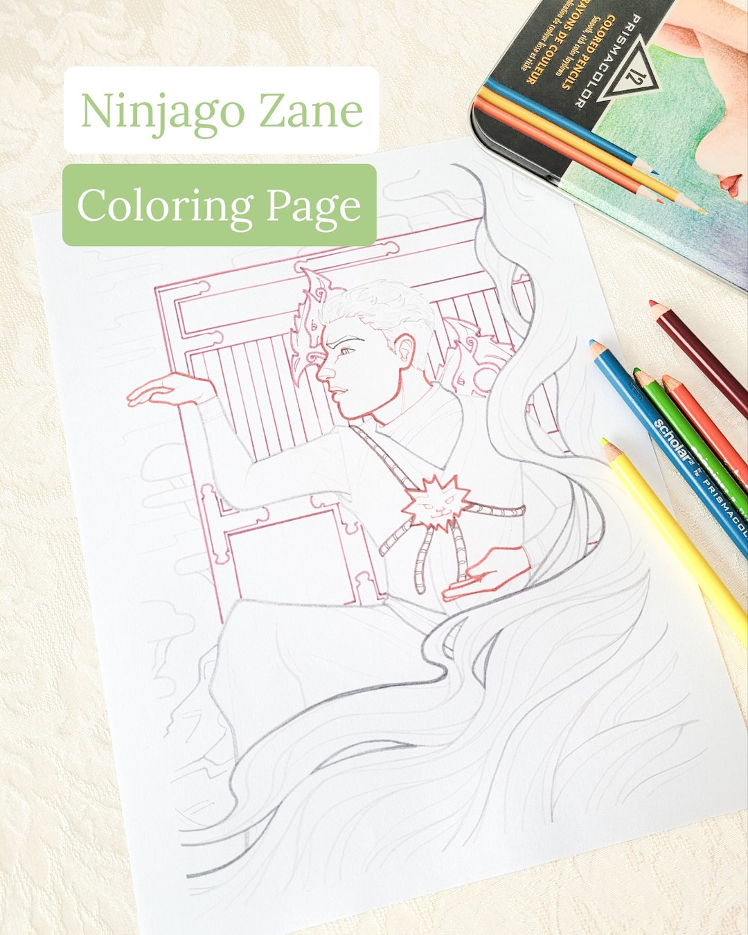 Ninjago Zane Coloring Page | Digital Download Ninjago Masters of ...