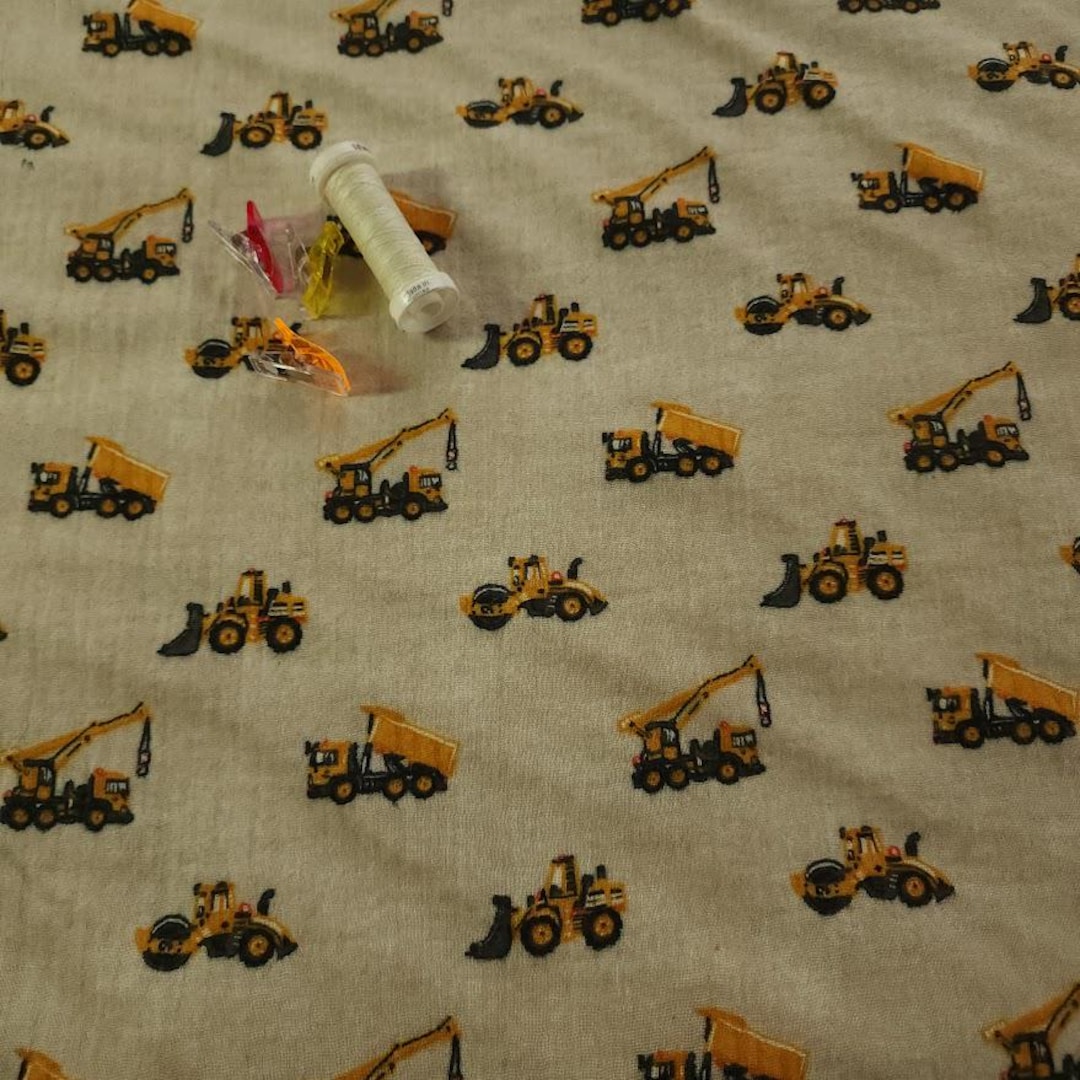 Construction Cotton Double Gauze Muslin Fabric. Excavators and Dump ...