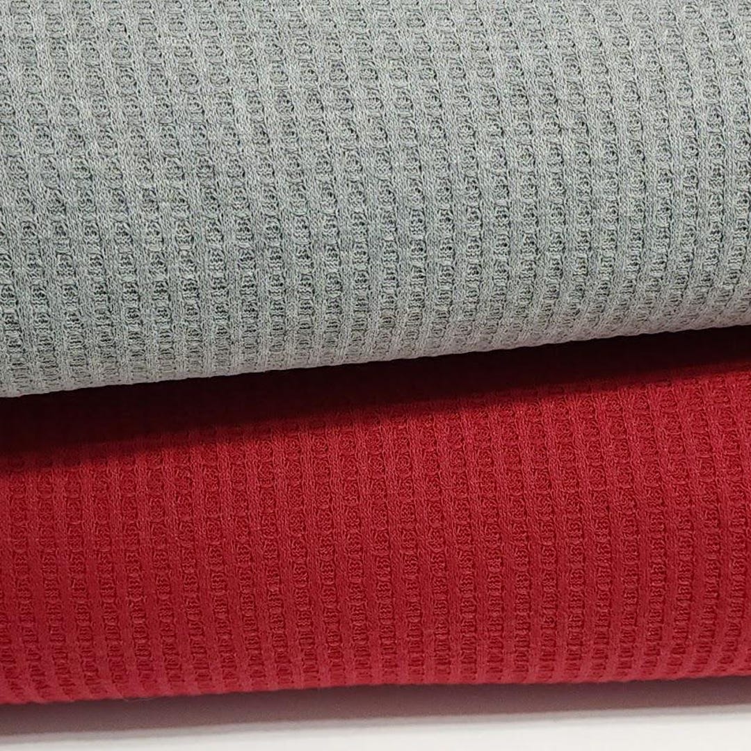 Cozy Waffle Knit Fabric, Red or Gray Waffle Textured Fabric, Perfect ...