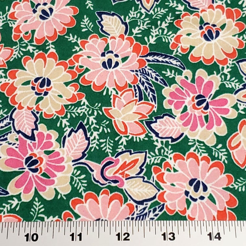 ITY Stretch Knit Fabric A Very Pretty Hunter Green and Pink - Etsy