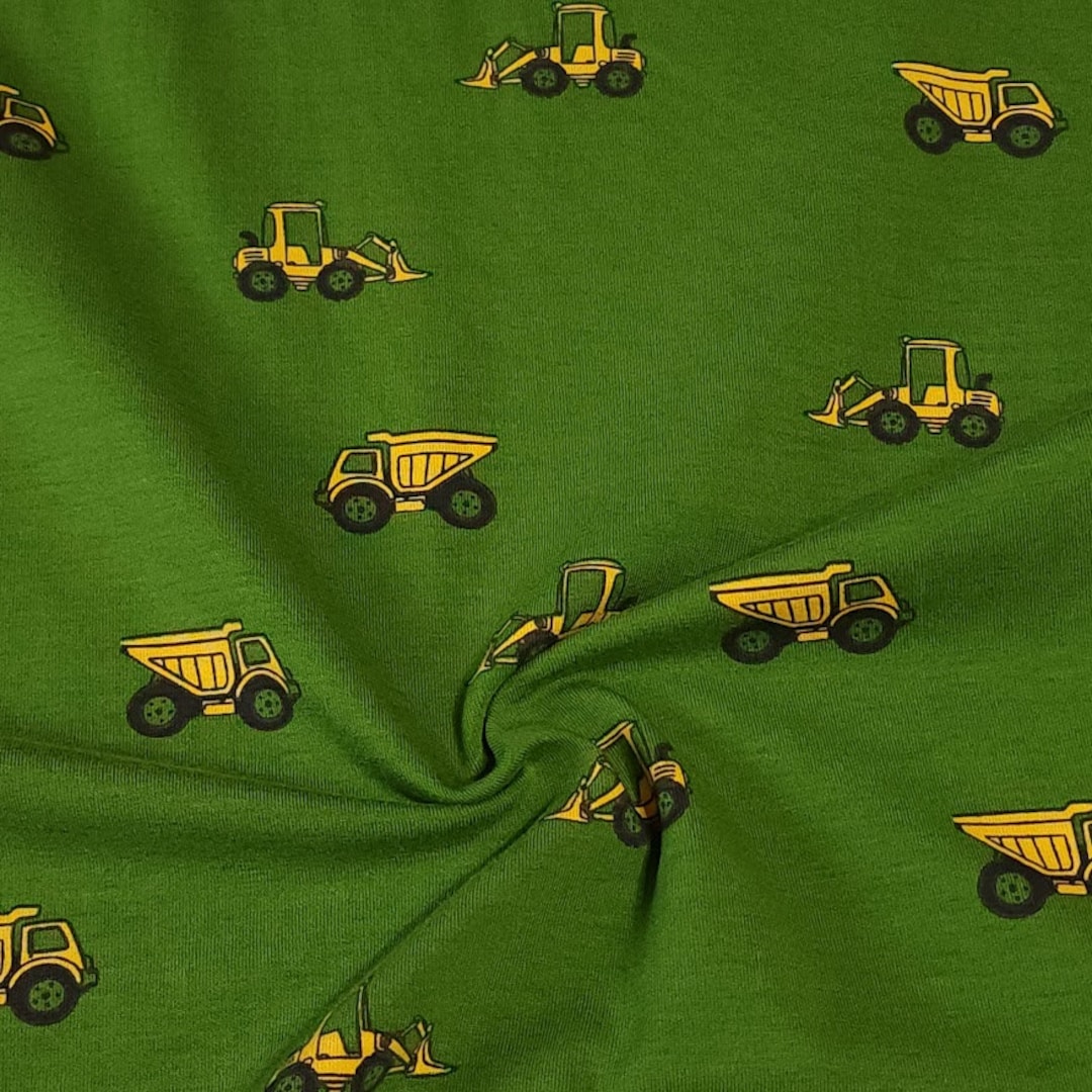 Cotton Knit Jersey Fabric, Construction Truck Print Fabric, Children's ...