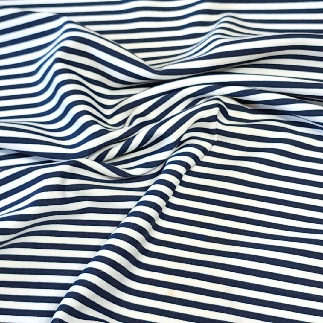 SWIM Fabric: Nylon Spandex, Swimwear Fabric, Dark Navy and White Stripe ...