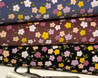 Fall Dainty Floral Corduroy Fabric, Pinwale Printed Corduroy, 100% ...