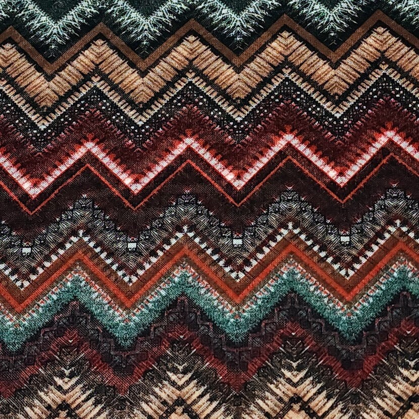 Poly Mesh Euro Stretch Knit. Zig Zag or Paisley Boho Print, Lightweight ...