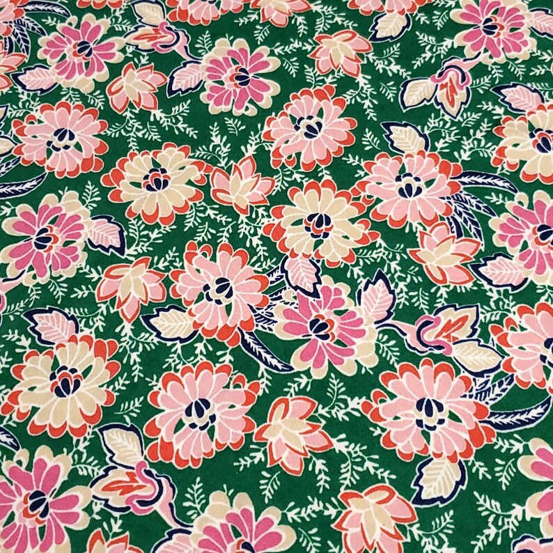 ITY Stretch Knit Fabric A Very Pretty Hunter Green and Pink - Etsy