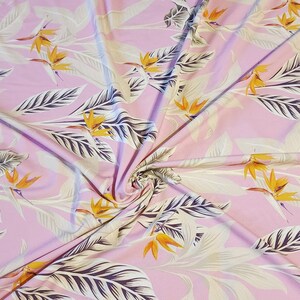 SWIM Fabric: Pink With Tropical Print Nylon Spandex Fabric, Swimwear ...