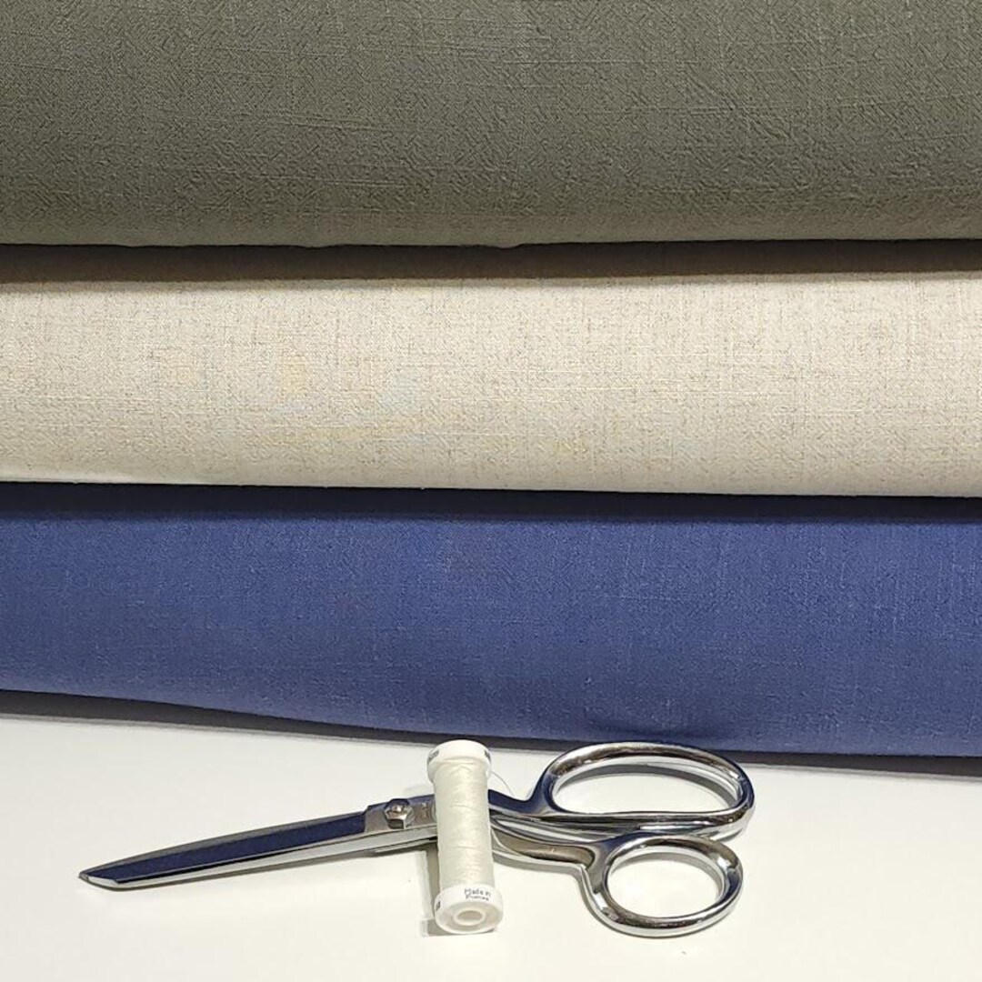 Solid Color Linen Rayon Blend Fabric, Natural, Blue or Green Solid ...
