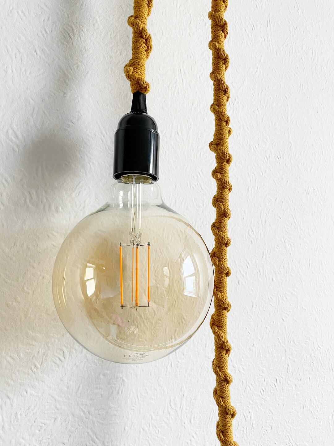 Macrame Hanging Lamp / Choose From 6 Colours / Free Bulb - Etsy