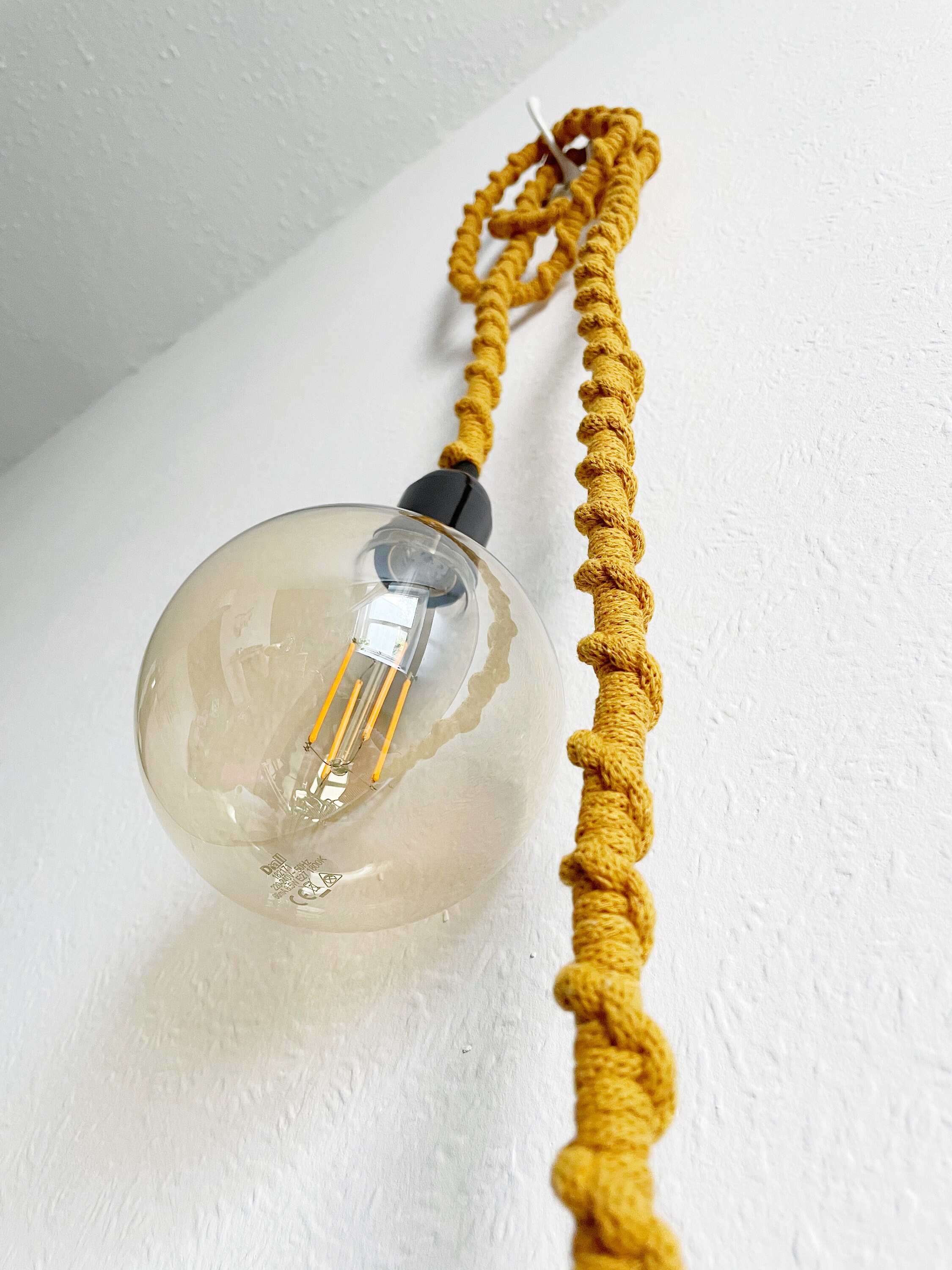 Macrame Hanging Lamp / Choose From 6 Colours / Free Bulb - Etsy