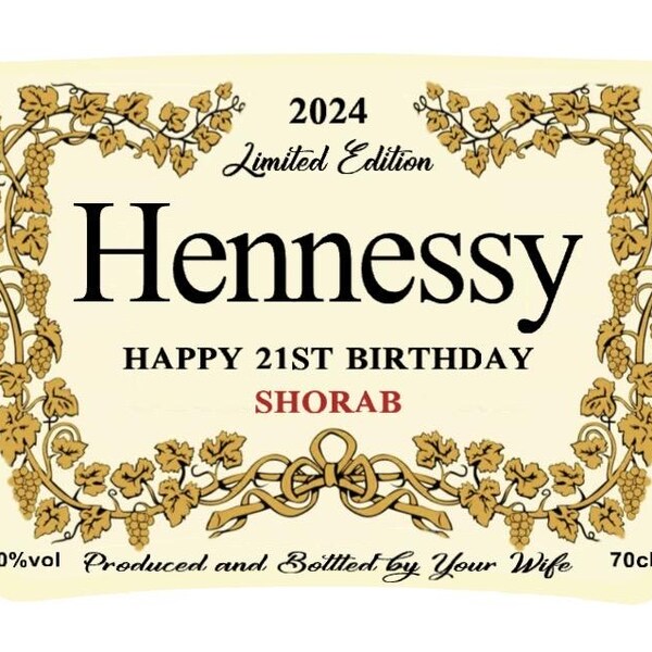 Hennessy Label - Etsy