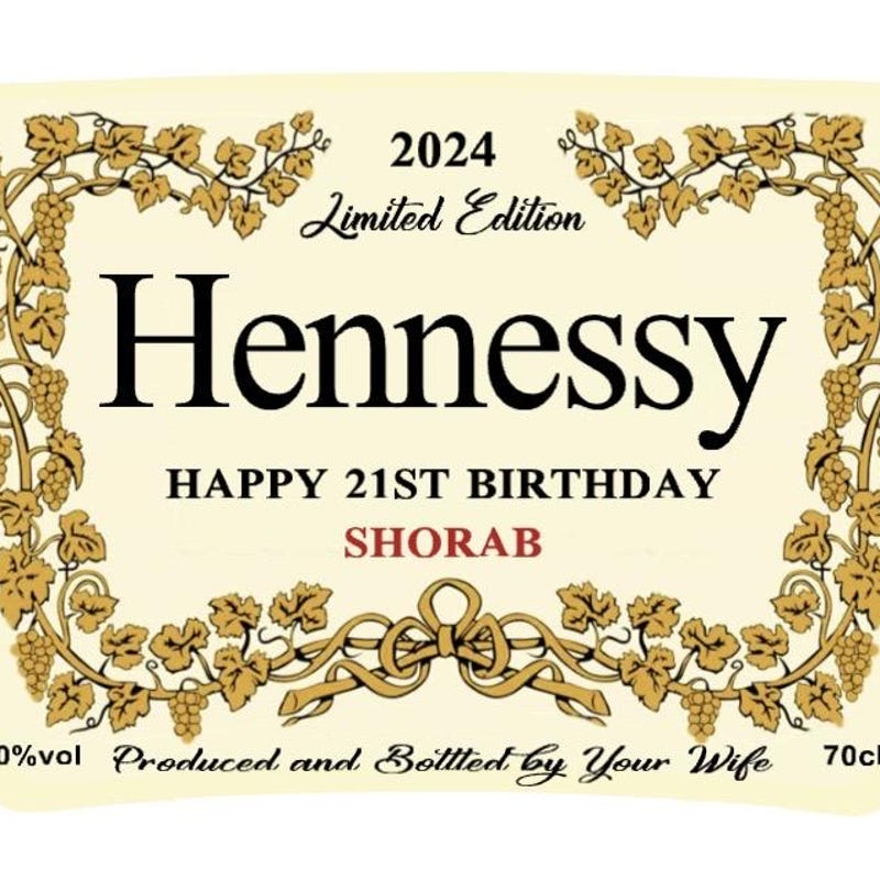 Hennessy Label - Etsy