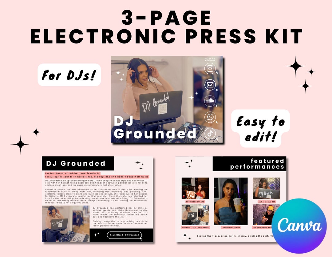 3 Page DJ Electronic Press Kit, EPK for Djs, Musicians, Artist Media ...