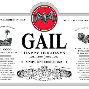 EDIT YOUR OWN Personalised Bacardi Rum Bottle Label - to Fit 700ml / 1 ...