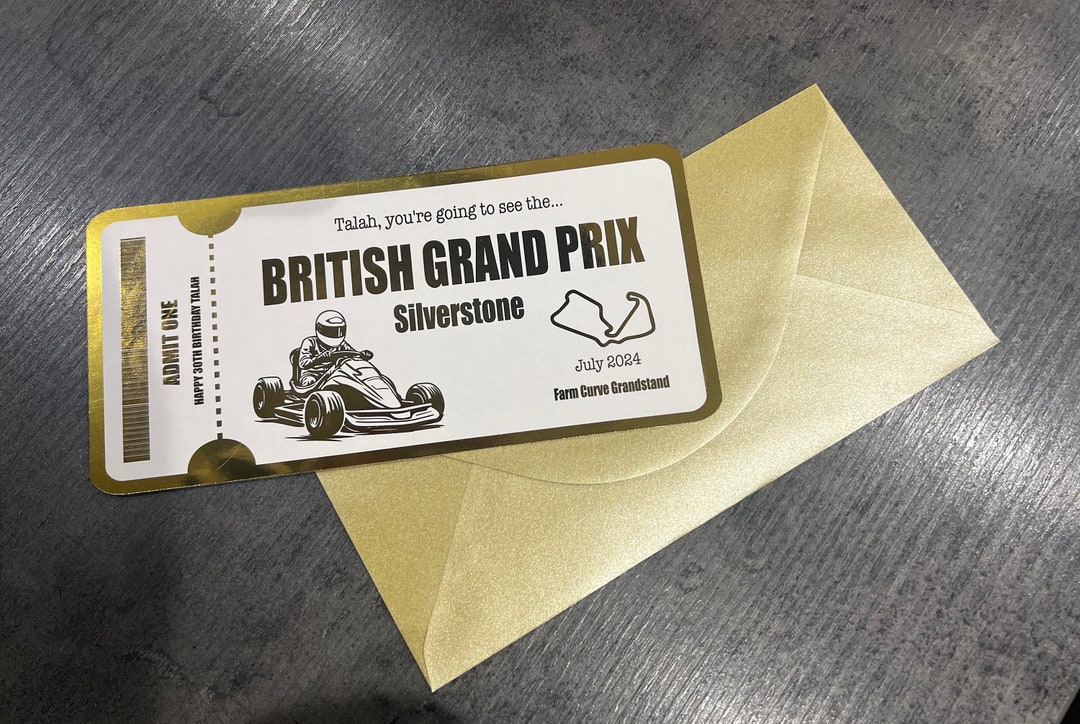 Personalised Grand Prix Ticket, Surprise F1 Racing Ticket, Shiny Foil ...