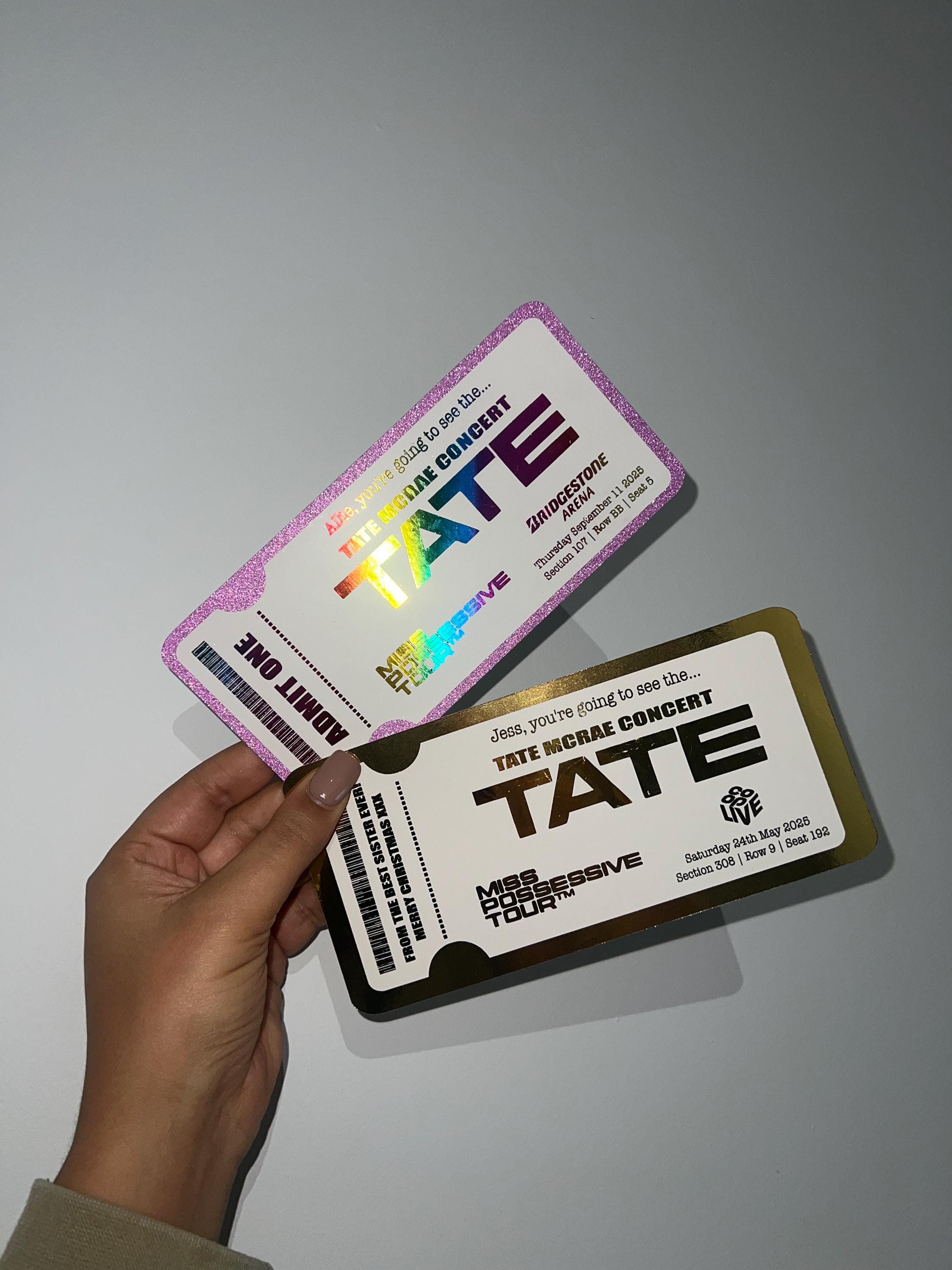 Personalised Tate Mcrae Concert Ticket | Shiny Foil Colours | Custom ...