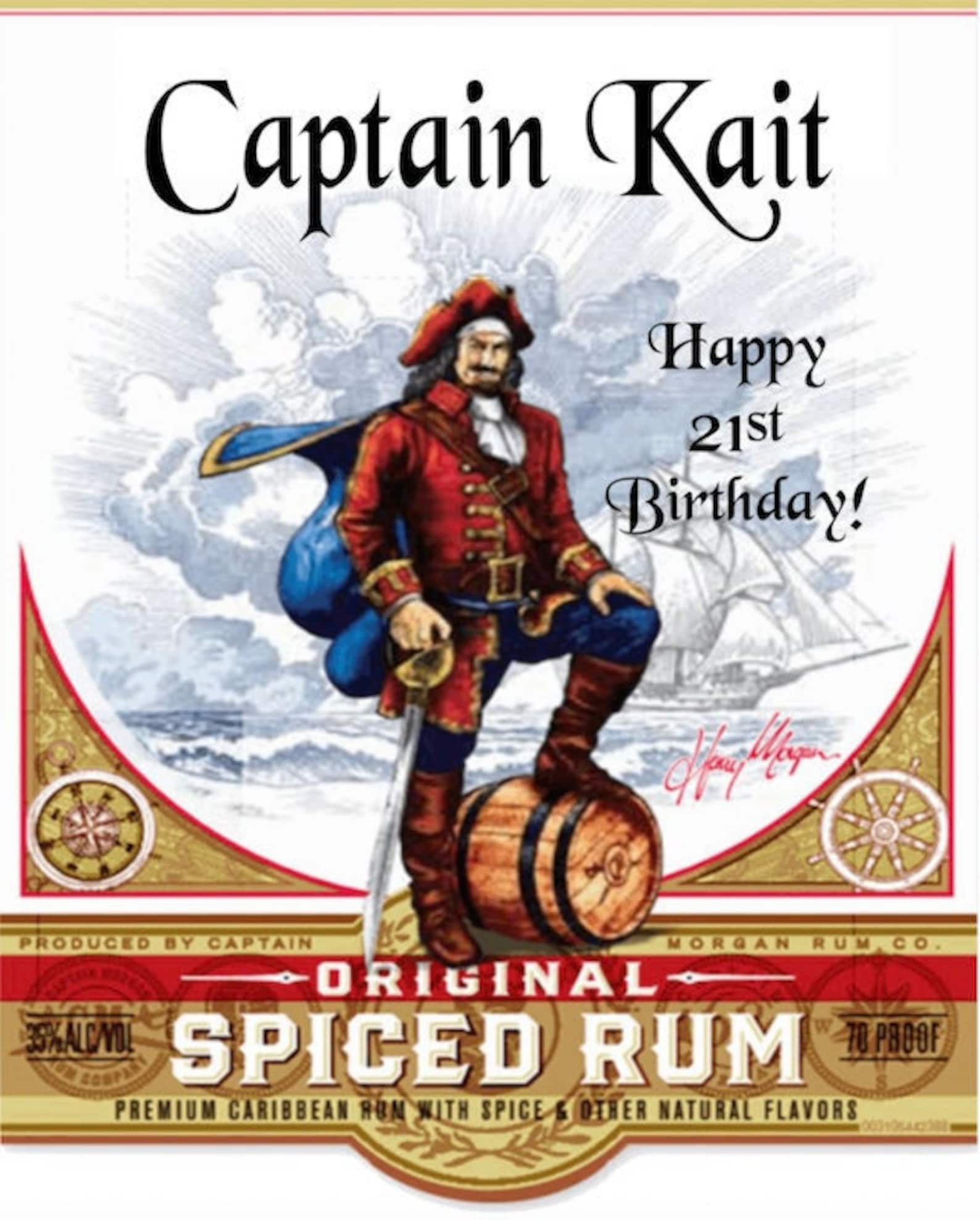 Digital Personalised Captain Morgan Spiced Rum Bottle Label (digital ...