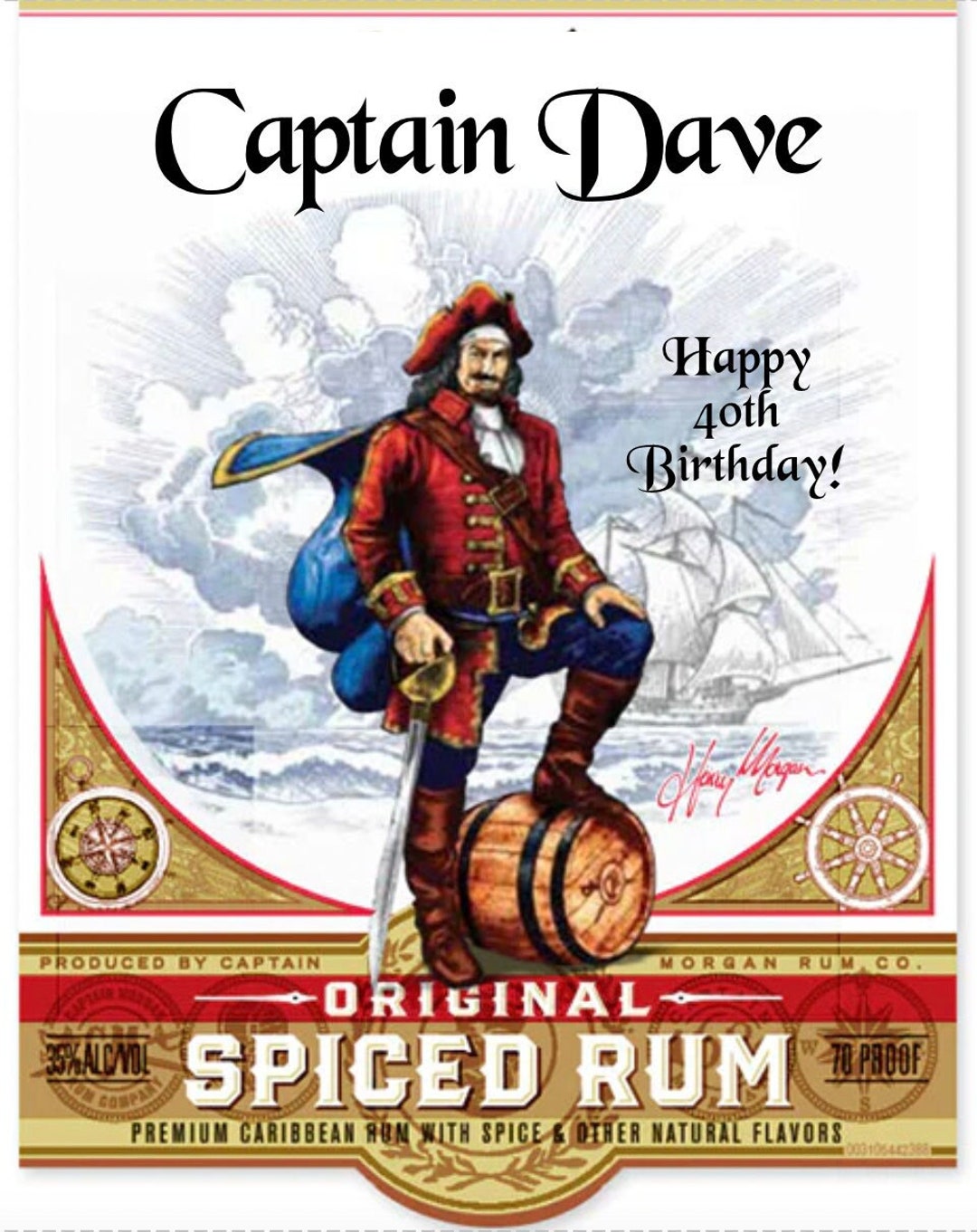 EDIT YOUR OWN Personalised Captain Morgan Spiced Rum Bottle Label - to ...