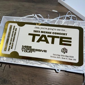 Personalised Tate Mcrae Concert Ticket | Shiny Foil Colours | Custom ...