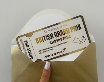 Foil Grand Prix Ticket, British Grand Prix, Foil Voucher, Car Racing Experience, Personalised ...