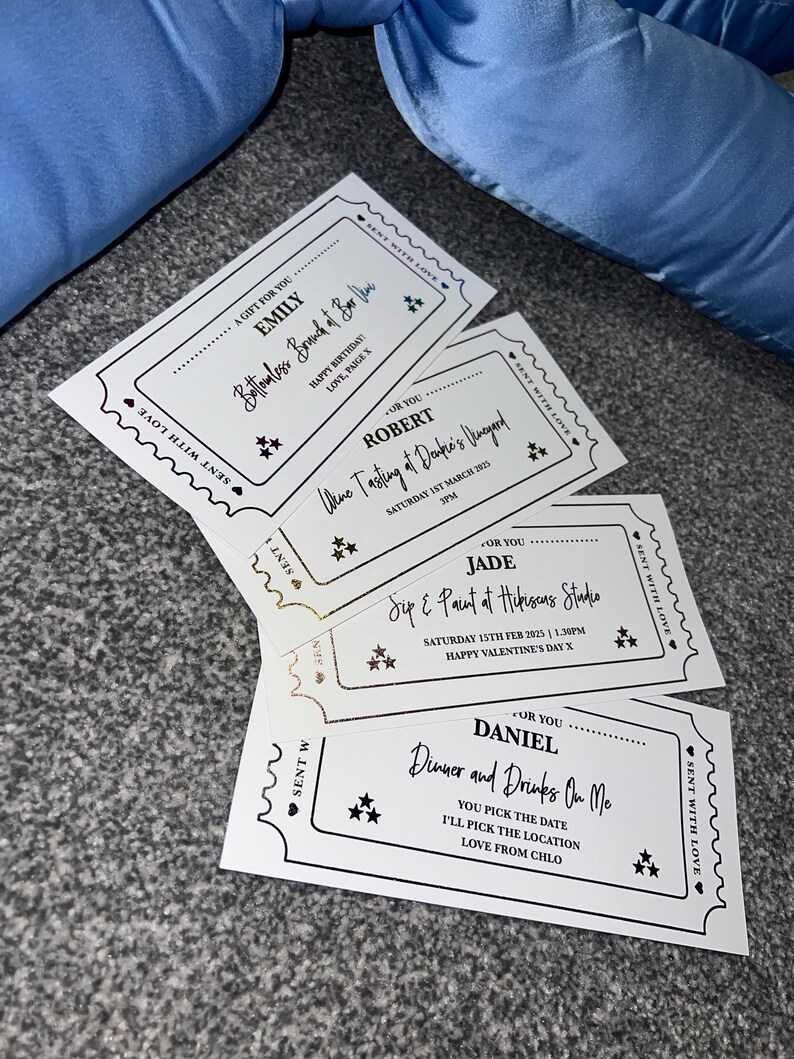 Golden Ticket | Personalised | Voucher Gift | Shiny Foil Colours | Any ...
