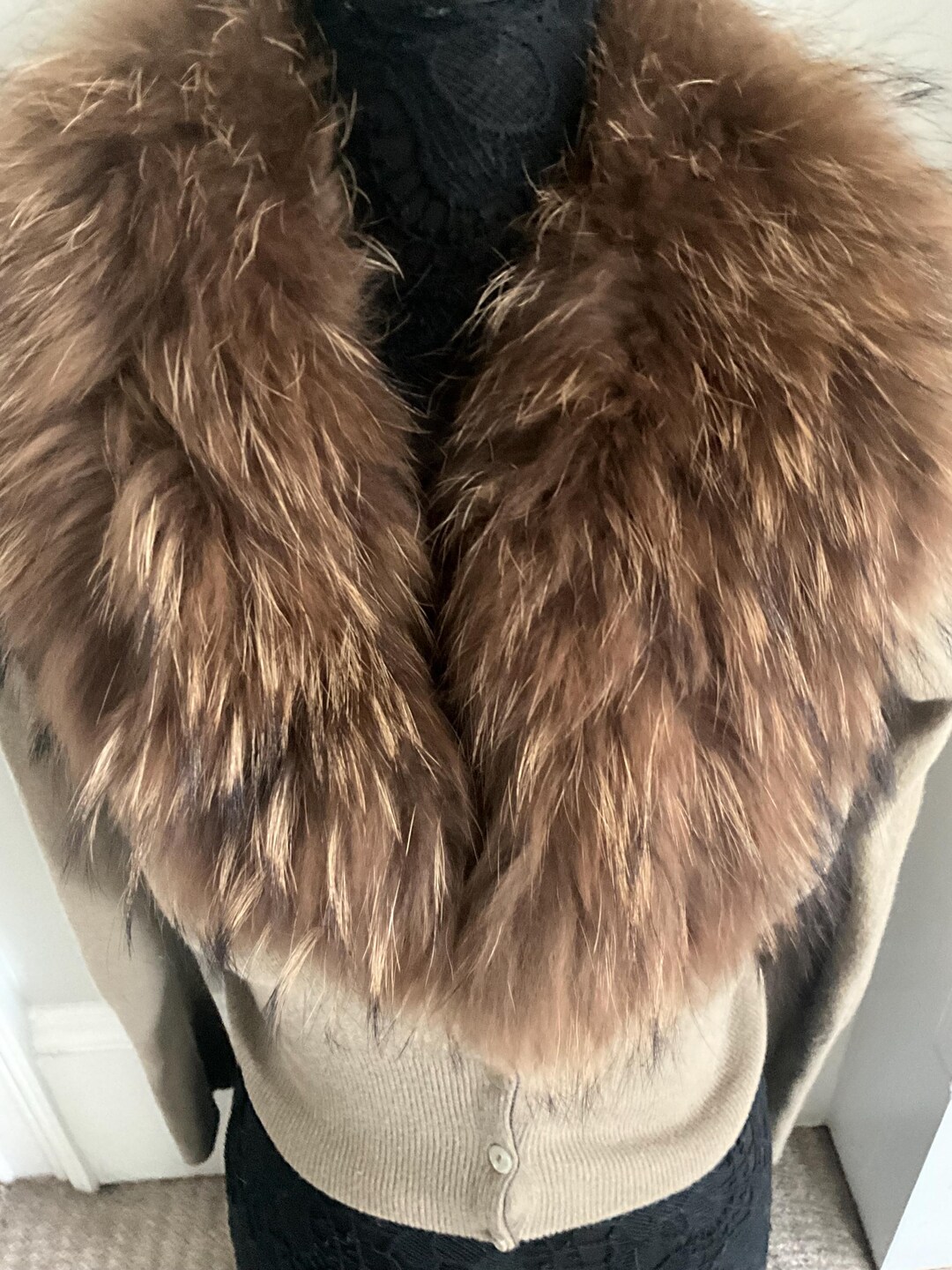 Vintage Fox Fur Collar Sweater: Detachable Wool Blend - Etsy