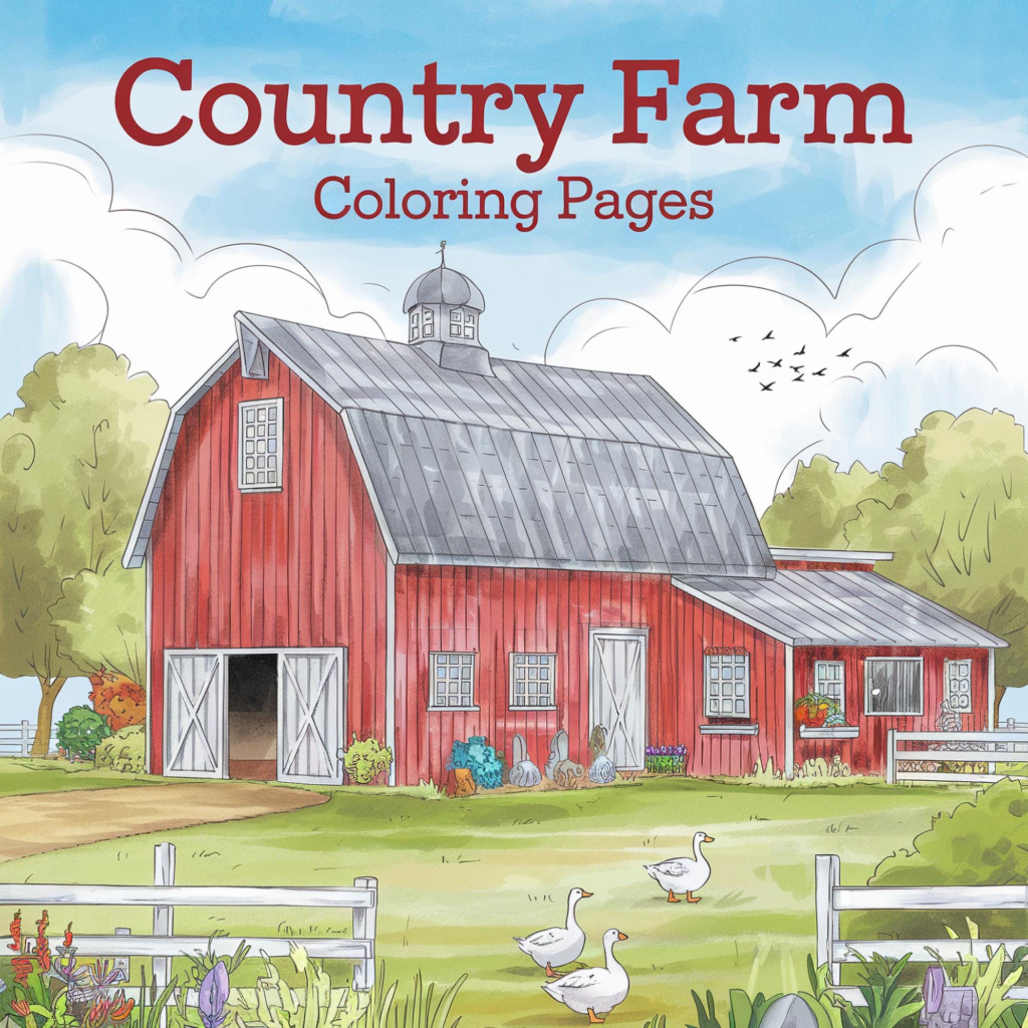 100 Country Farm Coloring Pages for Kids and Adult, Instant Download ...