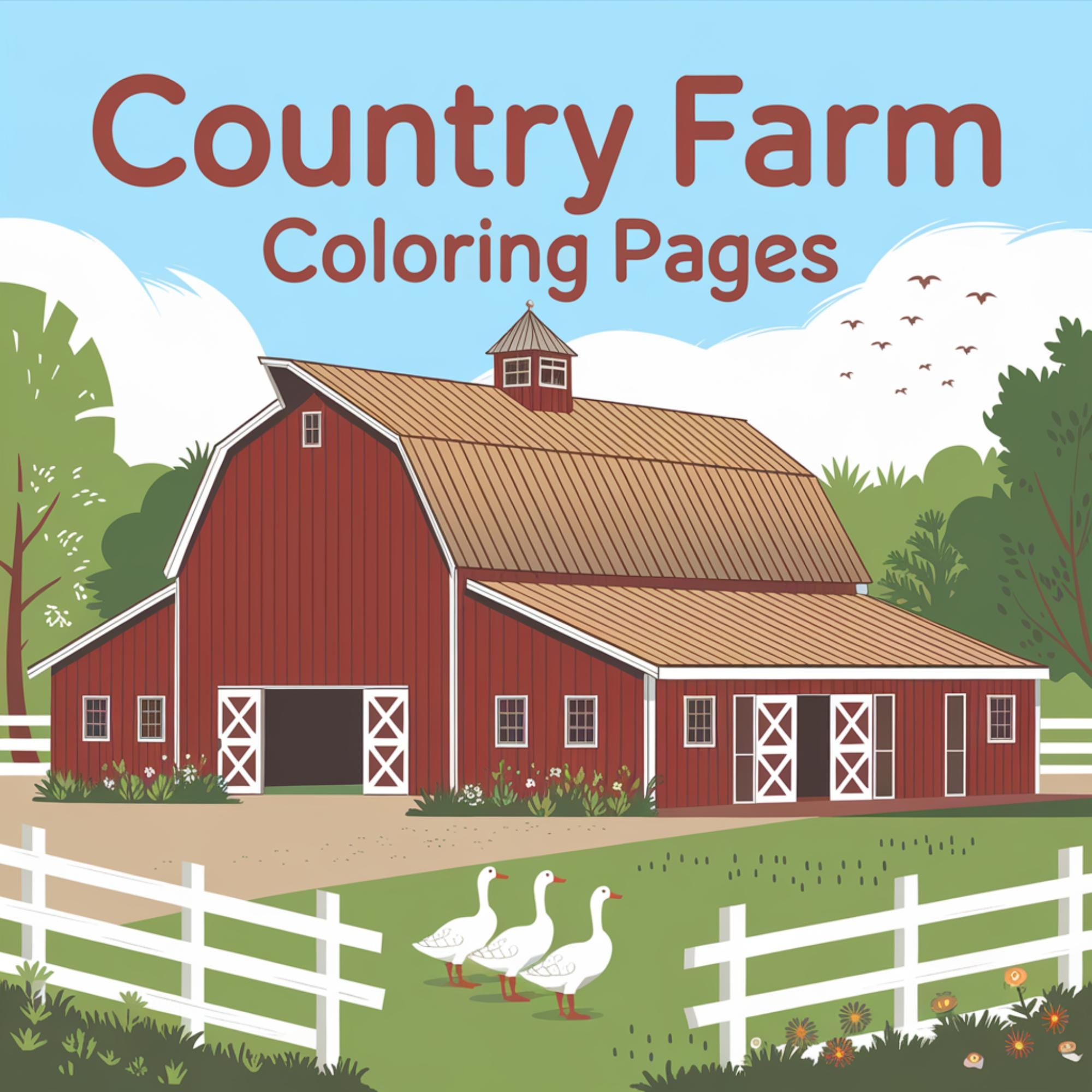 100 Country Farm Coloring Pages for Kids and Adult, Instant Download ...