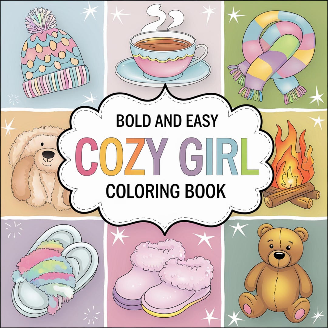 Bold Easy Girl Coloring Pages Set One 100 Pages Cozy Adorable Creepy ...